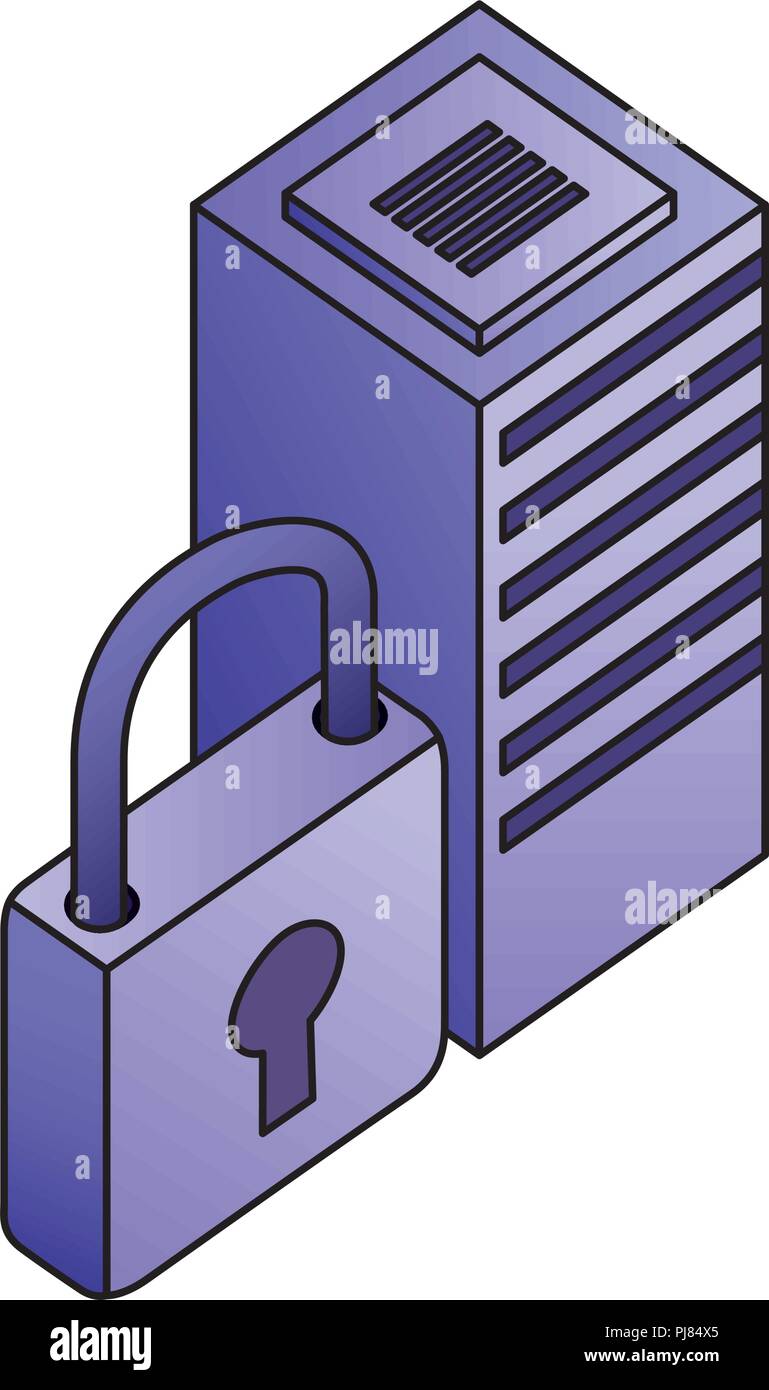 Database Server Center Security Protection Network Vector Illustration