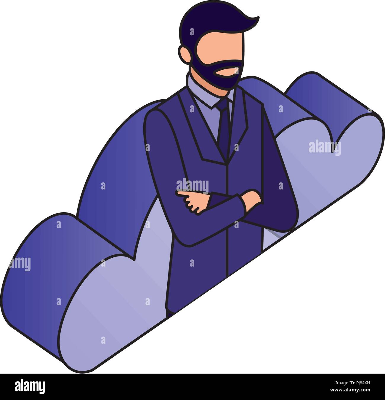 beard businessman cloud computing storage vector illustration Stock ...