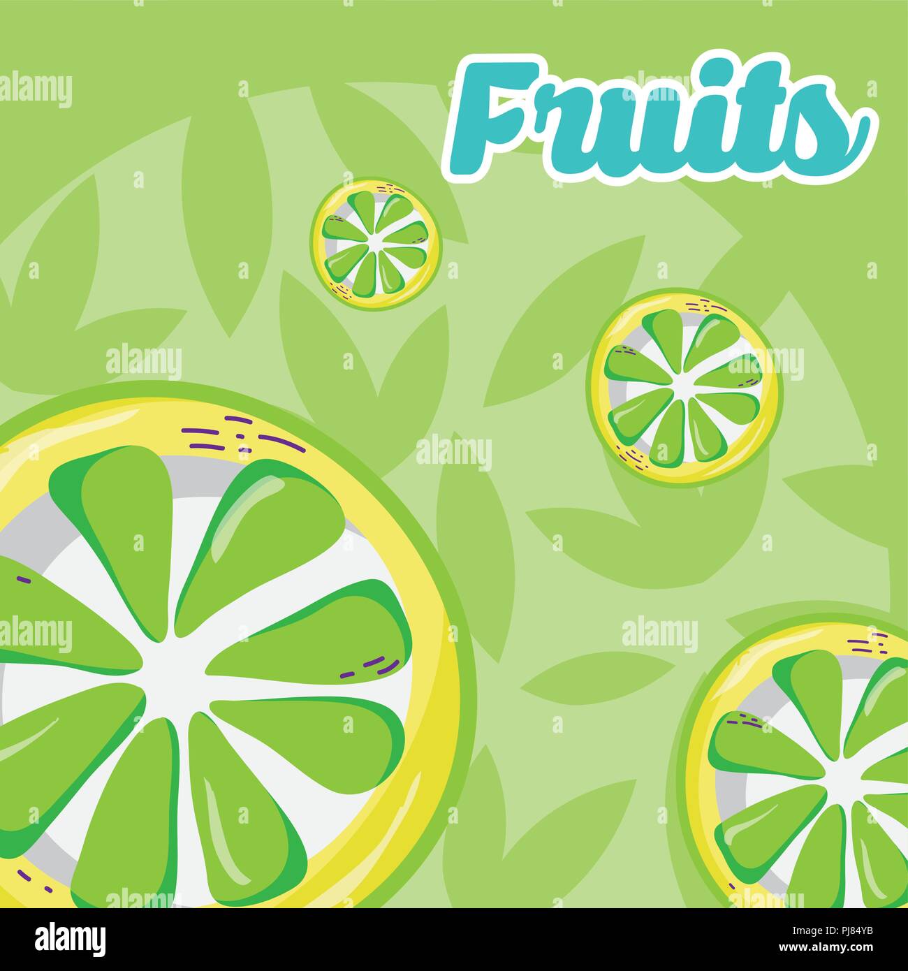 Slices fresh lemons leaves Stock Vector Images - Alamy