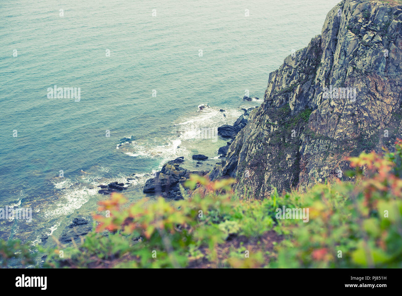 Toning seascape morning dawn horizon sea coast Bay hill sea pebble ...