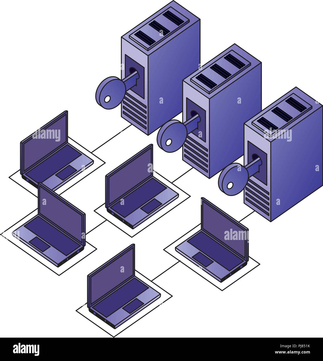 Database Server Center Security Protection Networking Vector