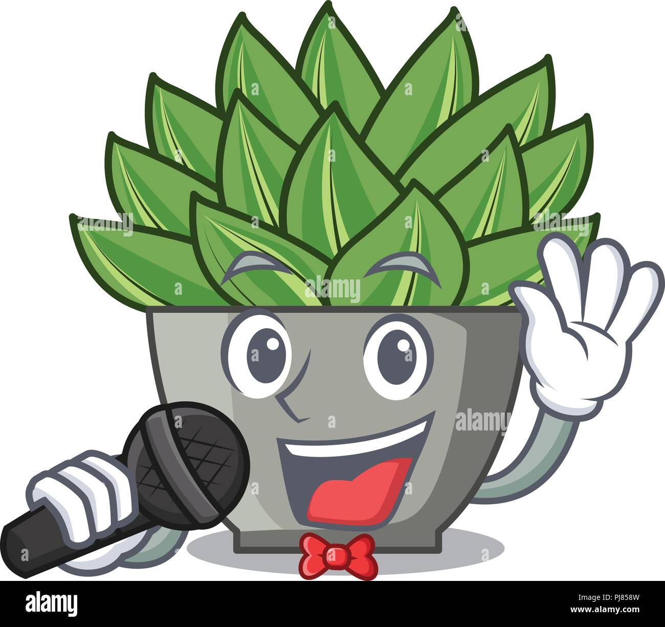 Singing cartoon echeveria cactus plant at winter Stock Vector Image ...