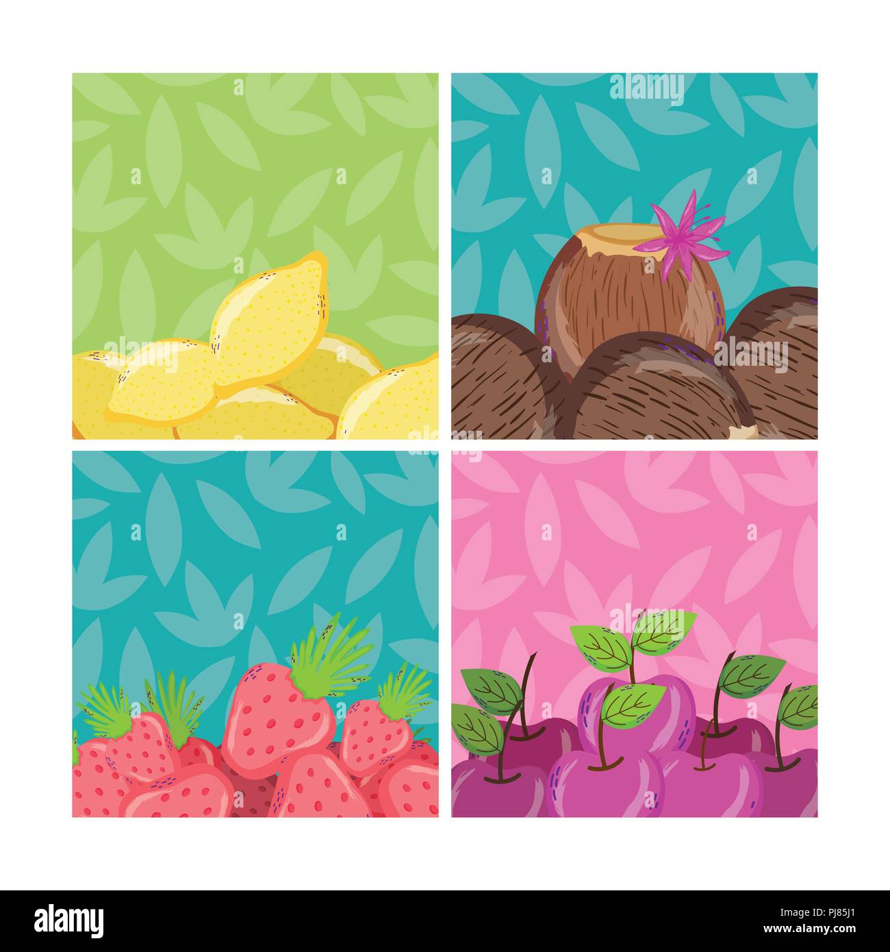 Set of fruits cartoons Stock Vector Image & Art - Alamy