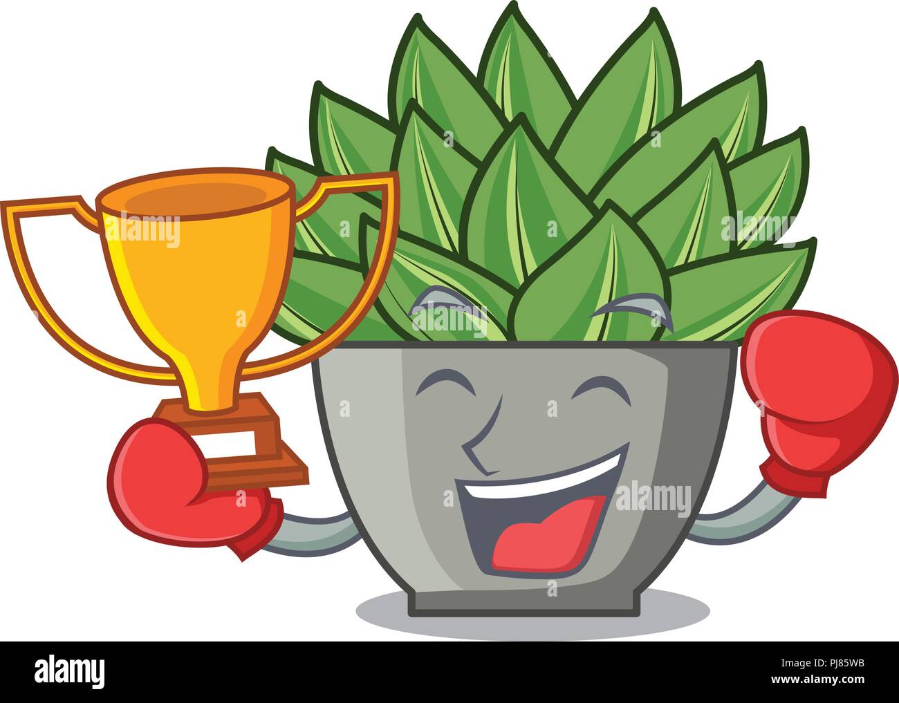 Boxing winner cartoon echeveria cactus in cactus garden Stock Vector ...
