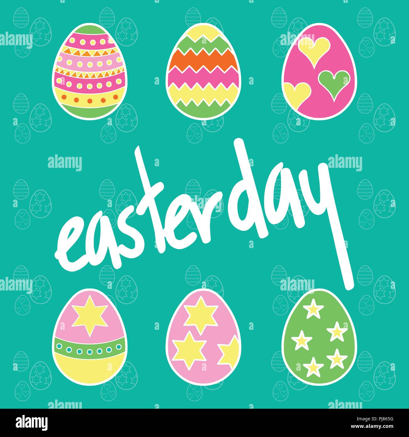 Happy Easter day card with creative design typography and light theme ...