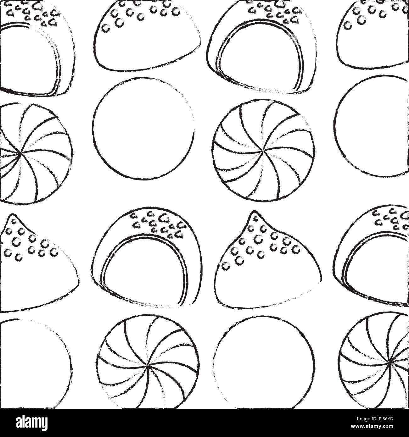 sweet candies cartoon yummy confectionery pattern vector illustration ...