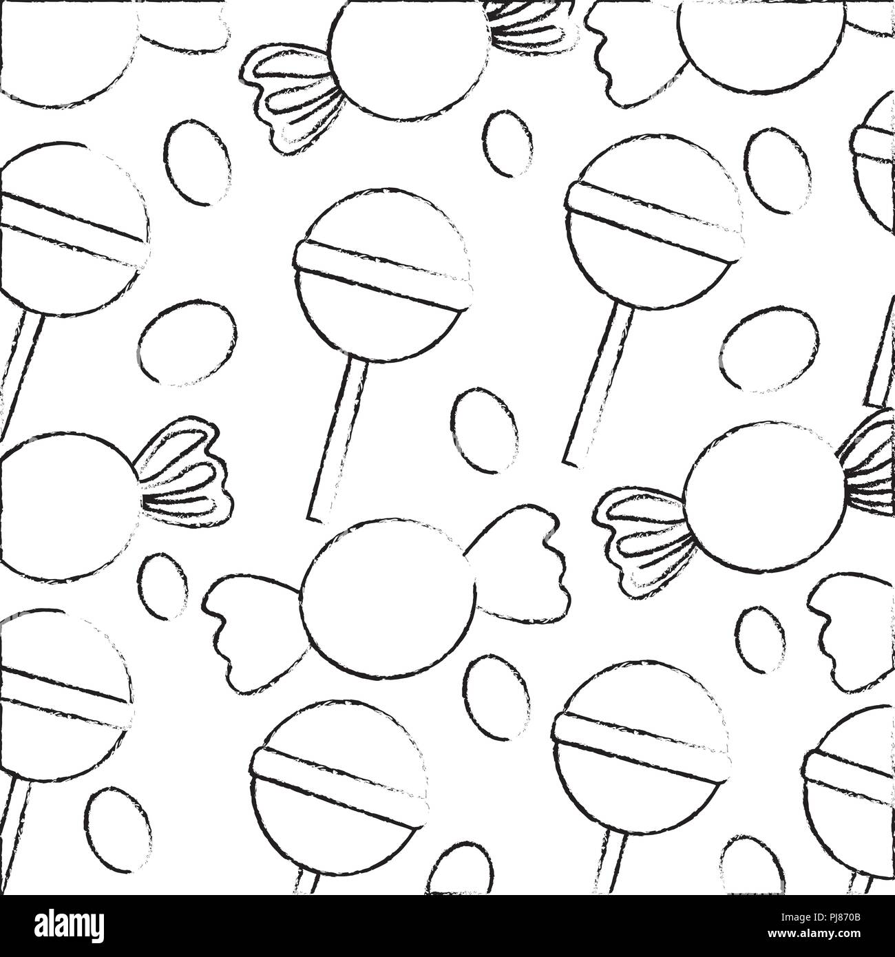 sweet candies cartoon yummy confectionery pattern vector illustration ...