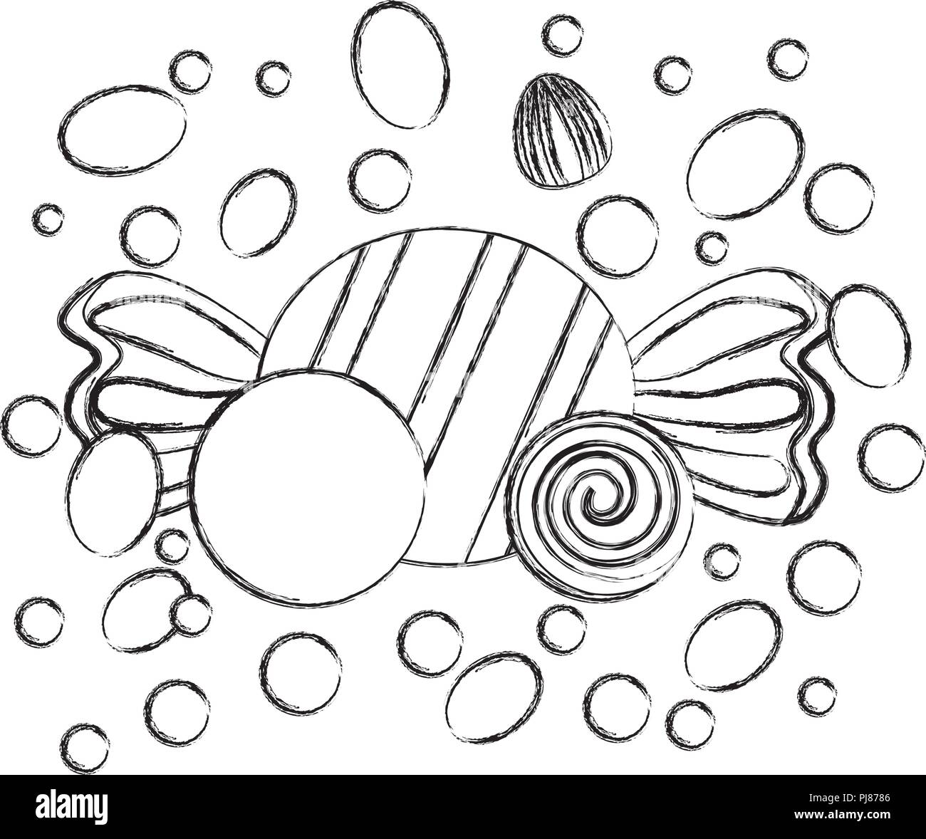 sweet candies caramels cane hard snack vector illustration hand drawing ...