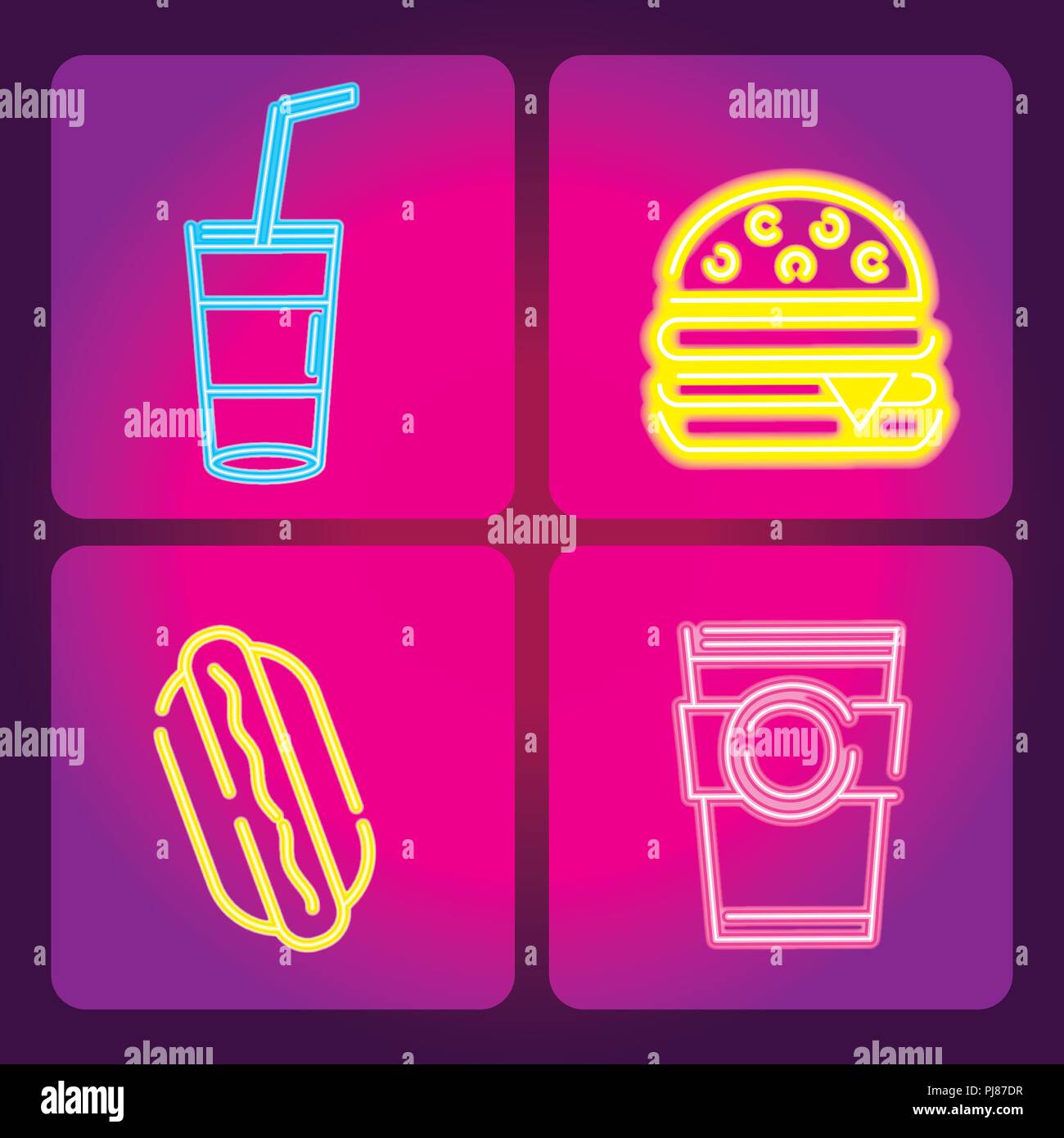 Set of food neon icons Stock Vector Image & Art - Alamy