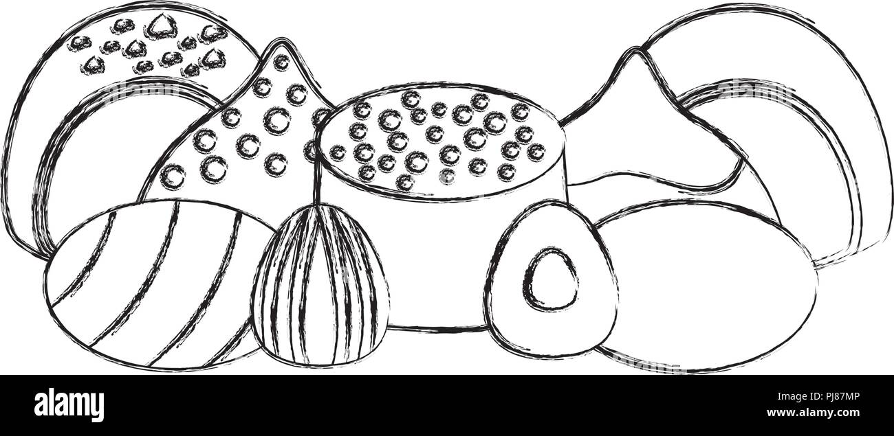 sweet candies chocolate bon bons caramels vector illustration hand ...