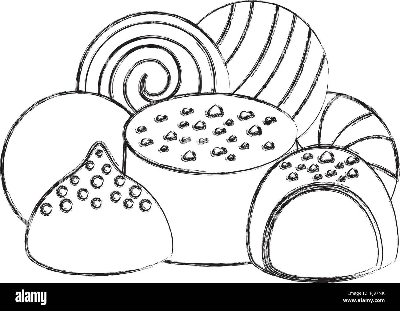 sweet candies chocolate bon bons caramels vector illustration hand ...