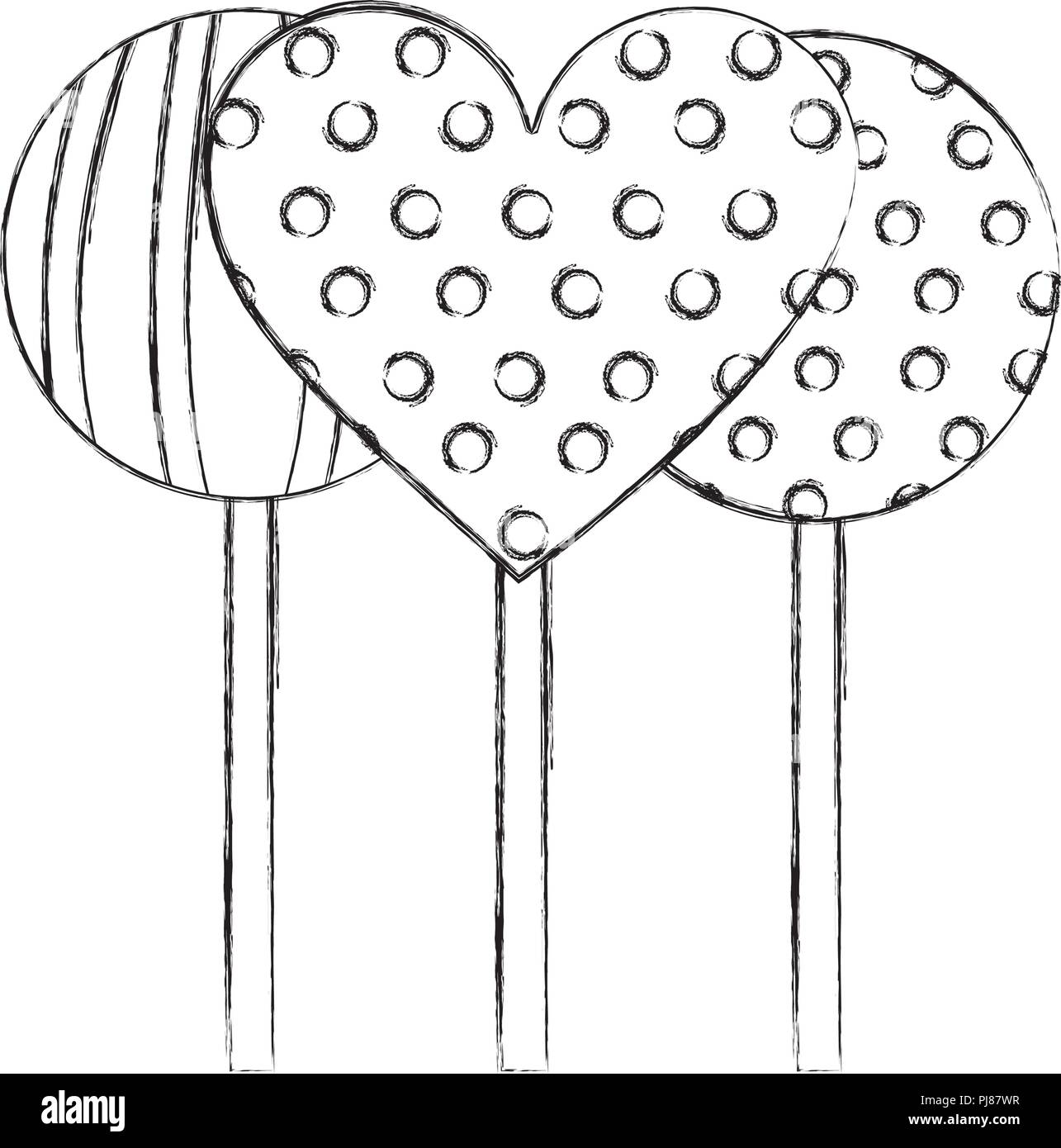 collection sweet lollipops heart round delicious vector illustration ...