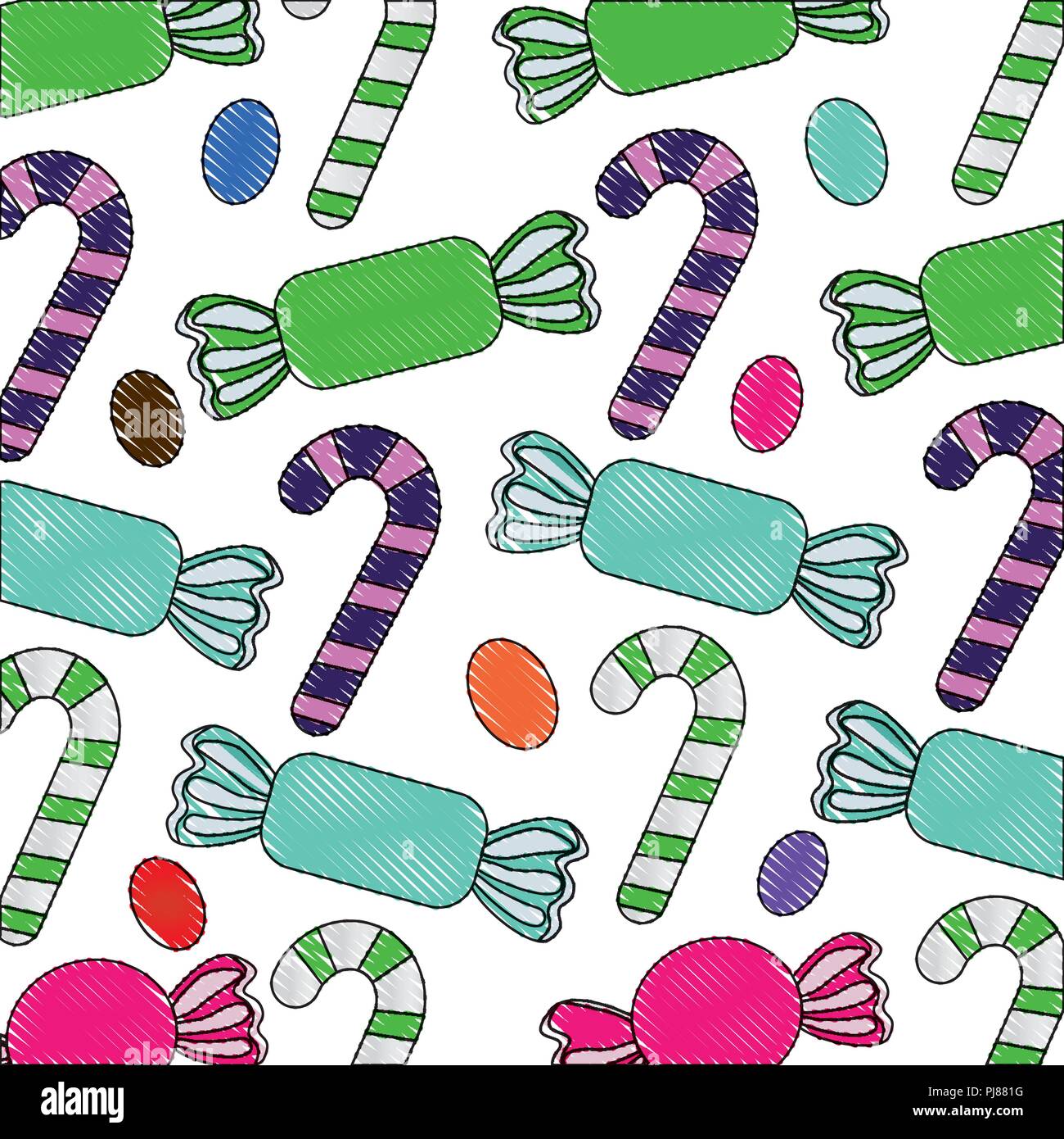 sweet candies cartoon yummy confectionery pattern vector illustration ...