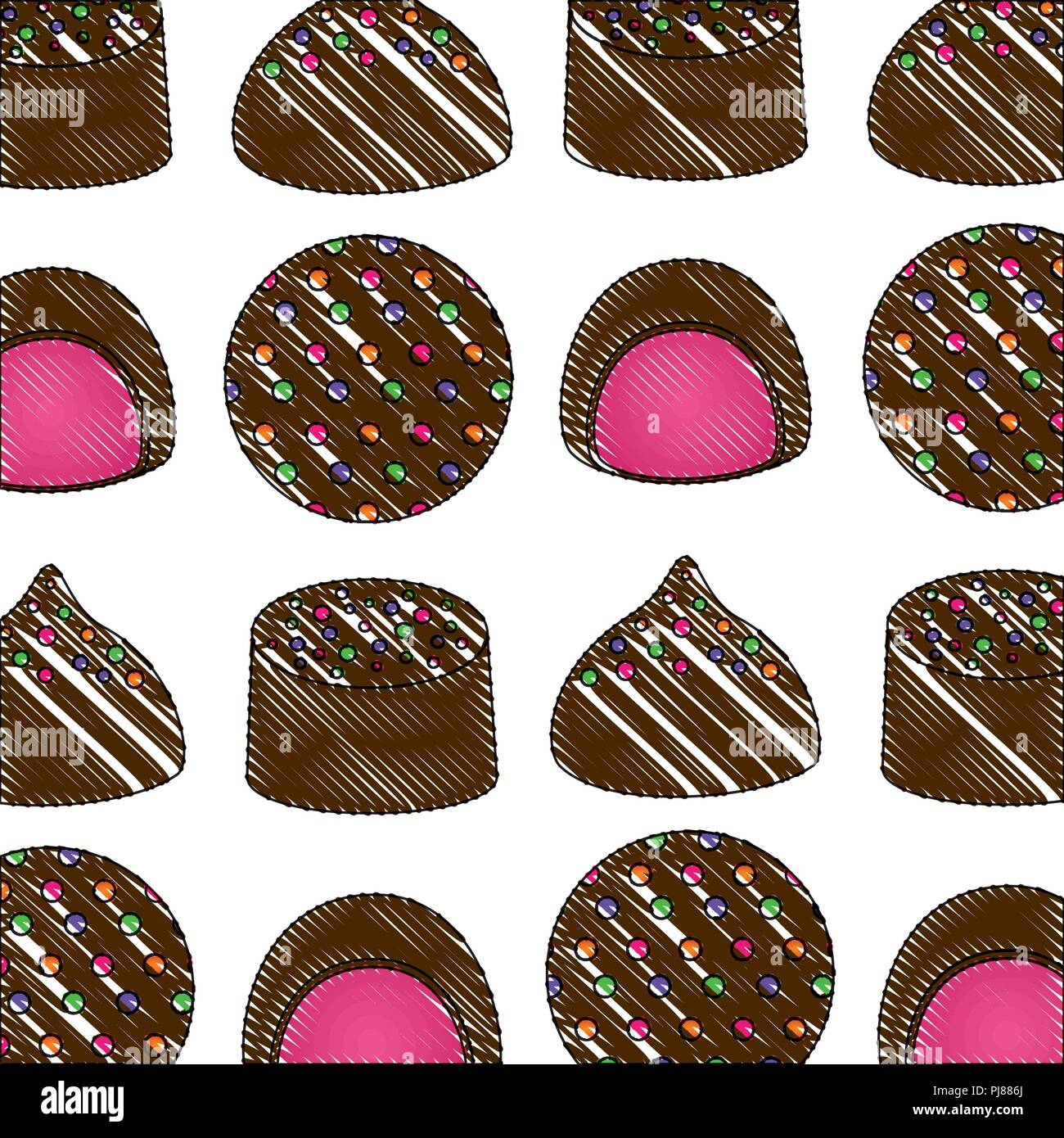sweet candies cartoon yummy confectionery pattern vector illustration ...