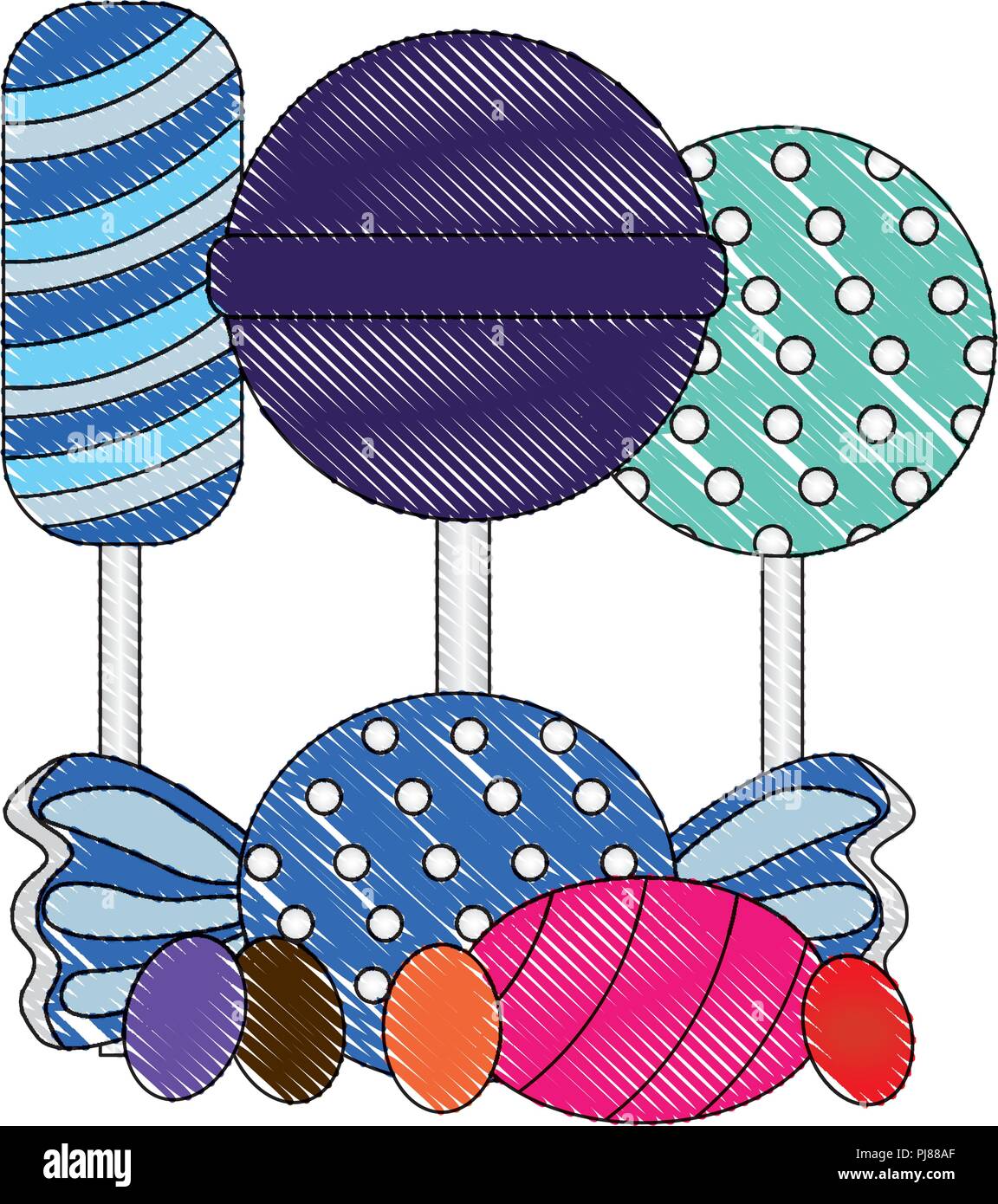 sweet candy lollipops caramels and gummies vector illustration Stock ...