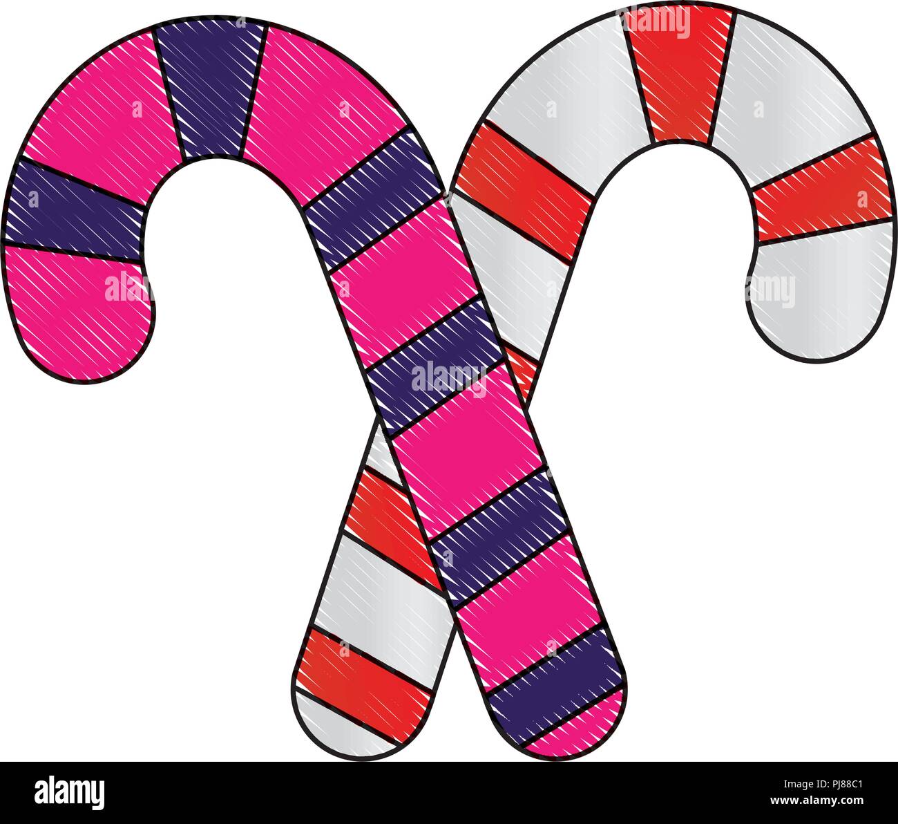 crossed sweet candies cane mint delicious vector illustration Stock ...