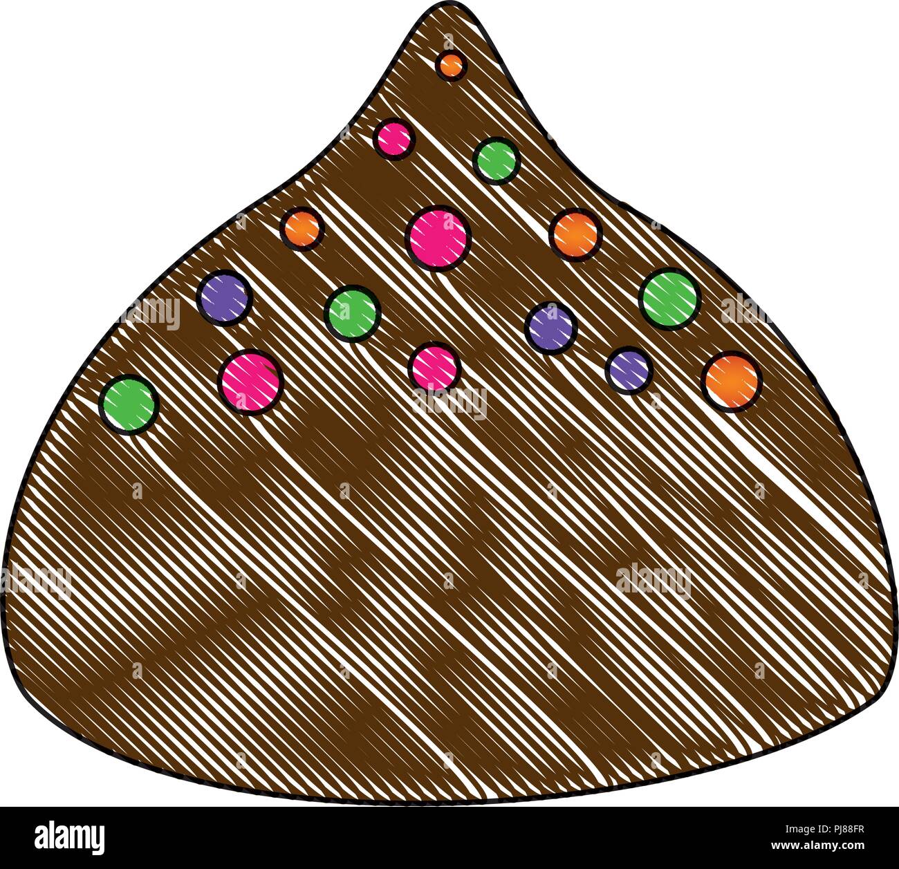 sweet chocolate bon bon shape chip vector illustration Stock Vector ...