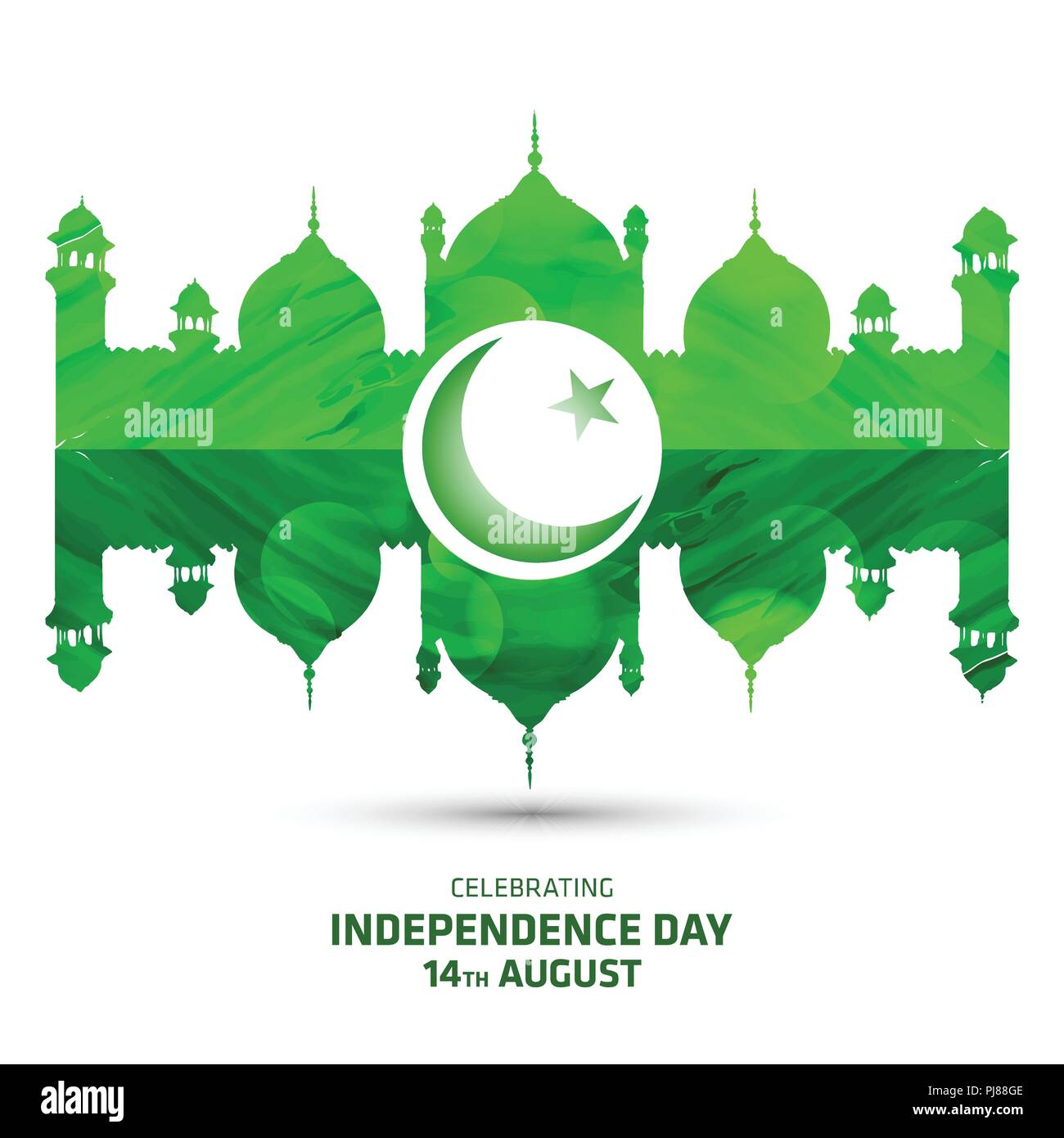 Paksitan Independence day card with green background vector Stock ...