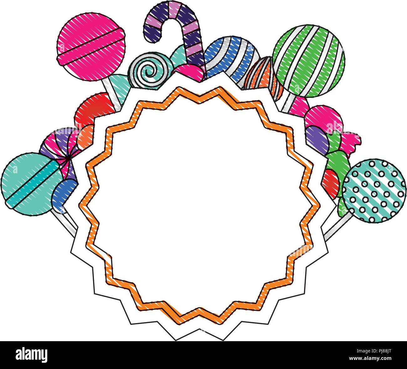 sweet candies round label confetionery dessert vector illustration ...