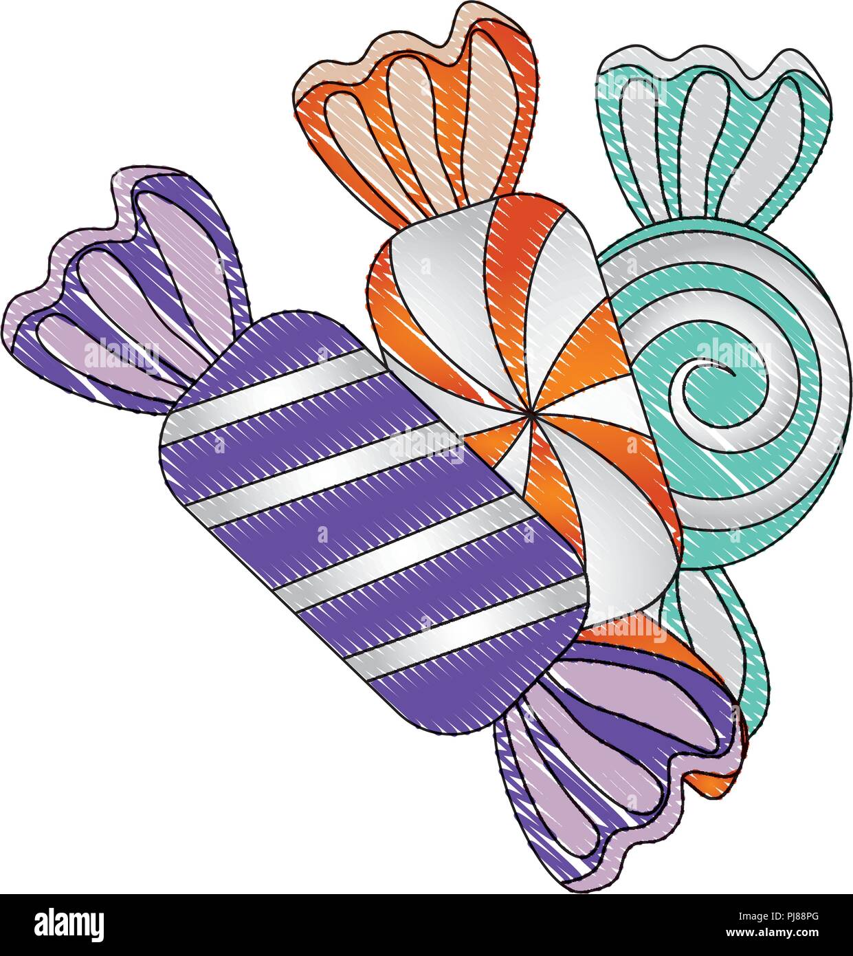 sweet candies wrapper confetionery isolated image Stock Vector Image ...