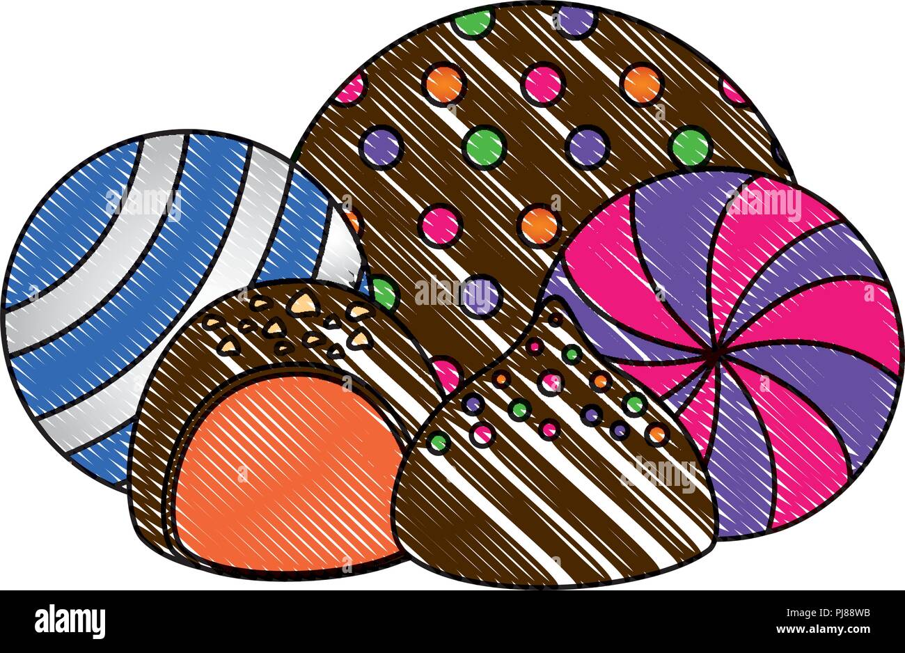 sweet candies chocolate bon bons caramels Stock Vector Image & Art - Alamy