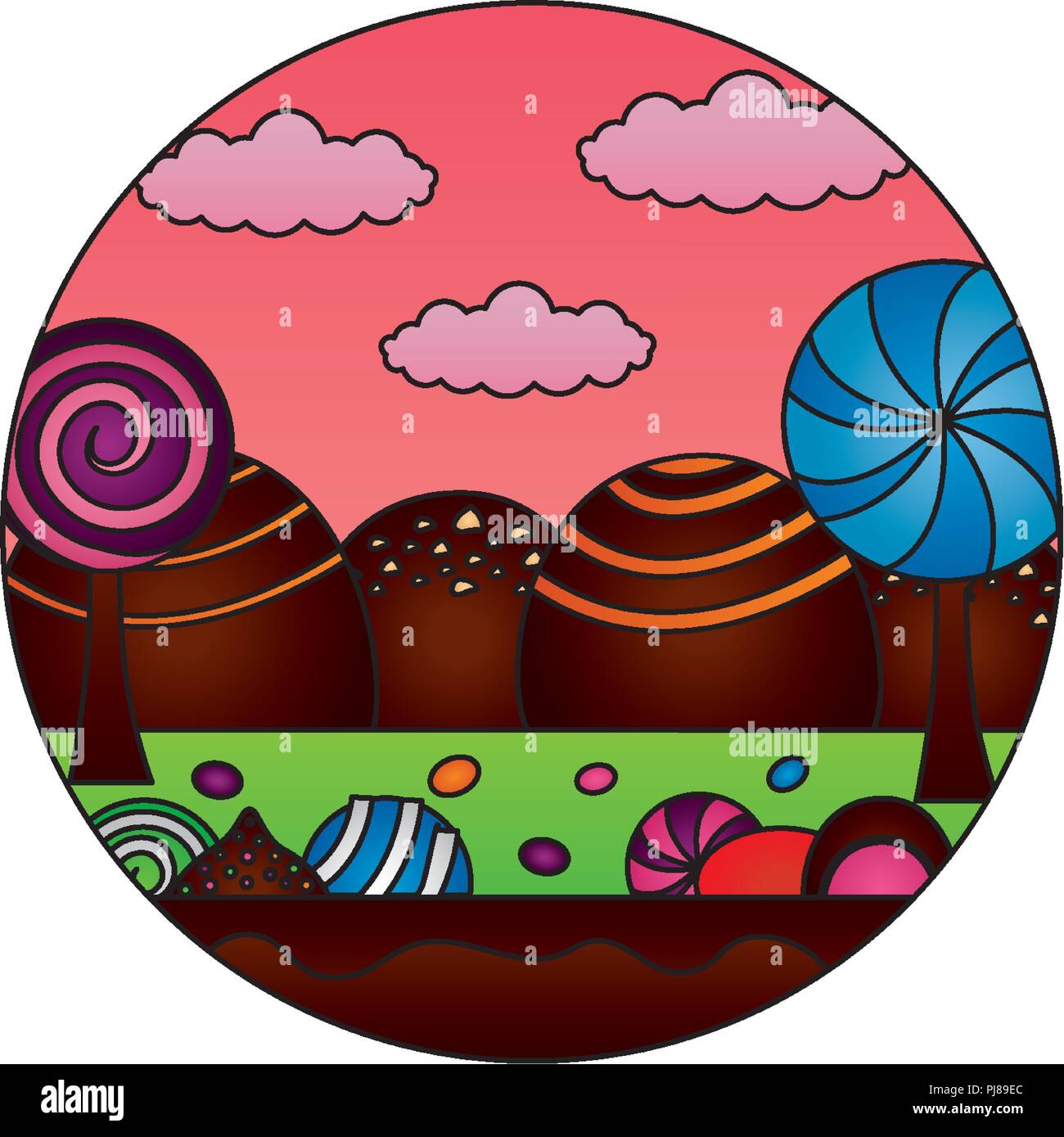 fantasy sweet candies chocolate landscape Stock Vector Image & Art - Alamy
