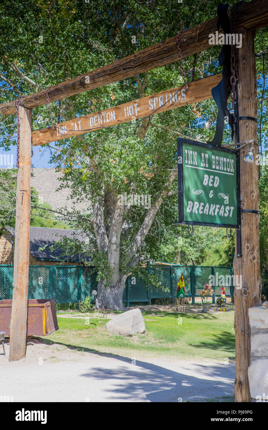 Entrance and sign at The Inn at Benton Hot springs on California ...