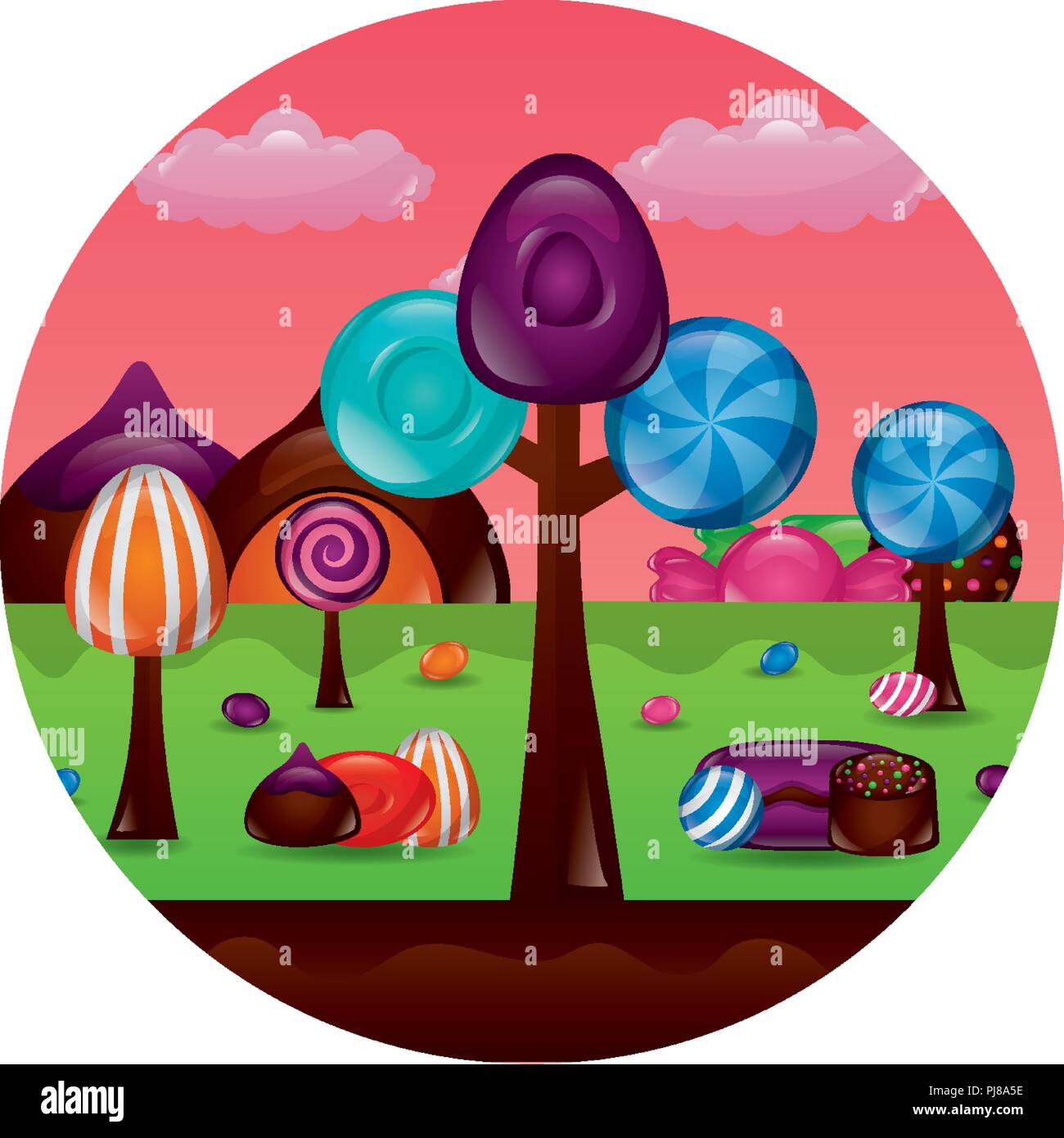 fantasy sweet candies chocolate landscape Stock Vector Image & Art - Alamy