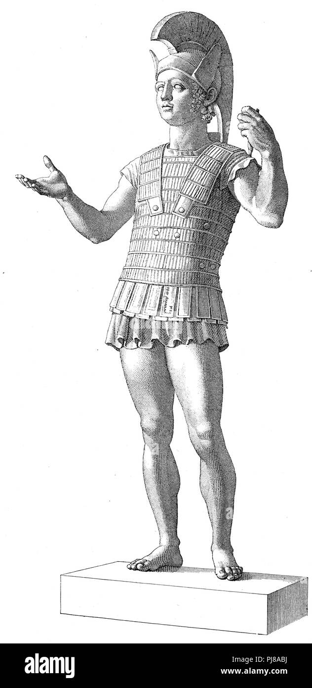 Etruscan warrior, the so-called 'Mars of Codi'. After the Museo ...