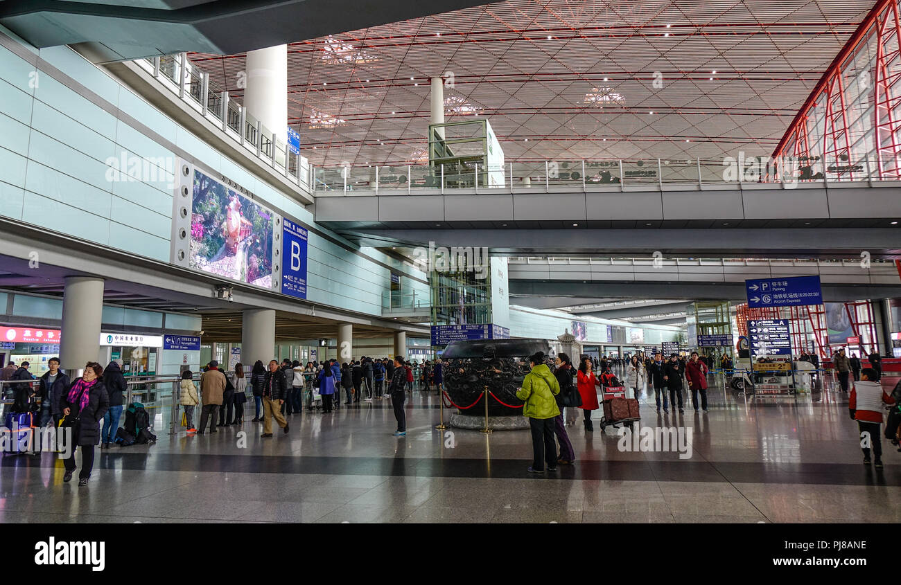 Beijing, China - Feb 28, 2018. Interior of Beijing Capital ...