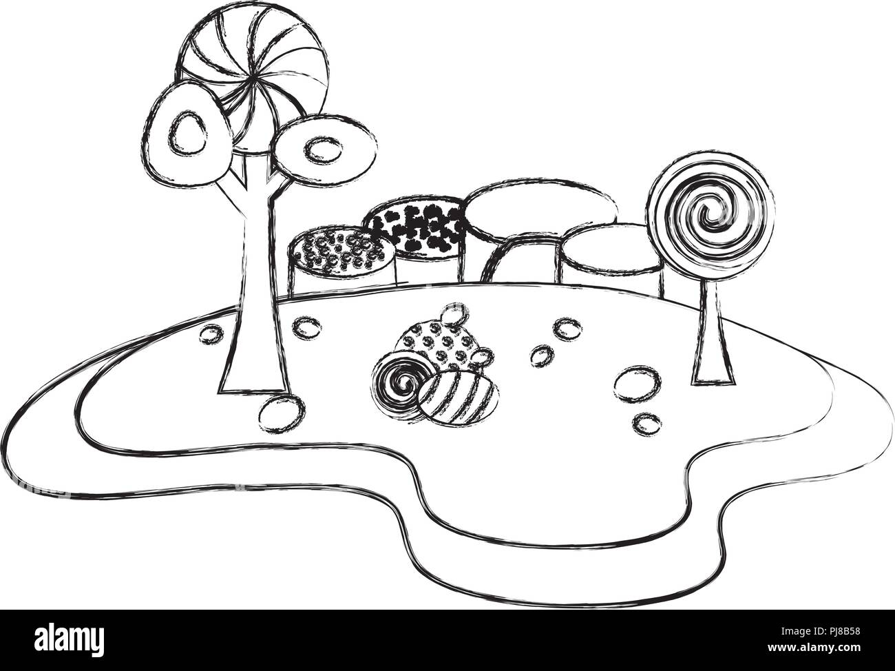 forest landscape sweet candies scene Stock Vector Image & Art - Alamy