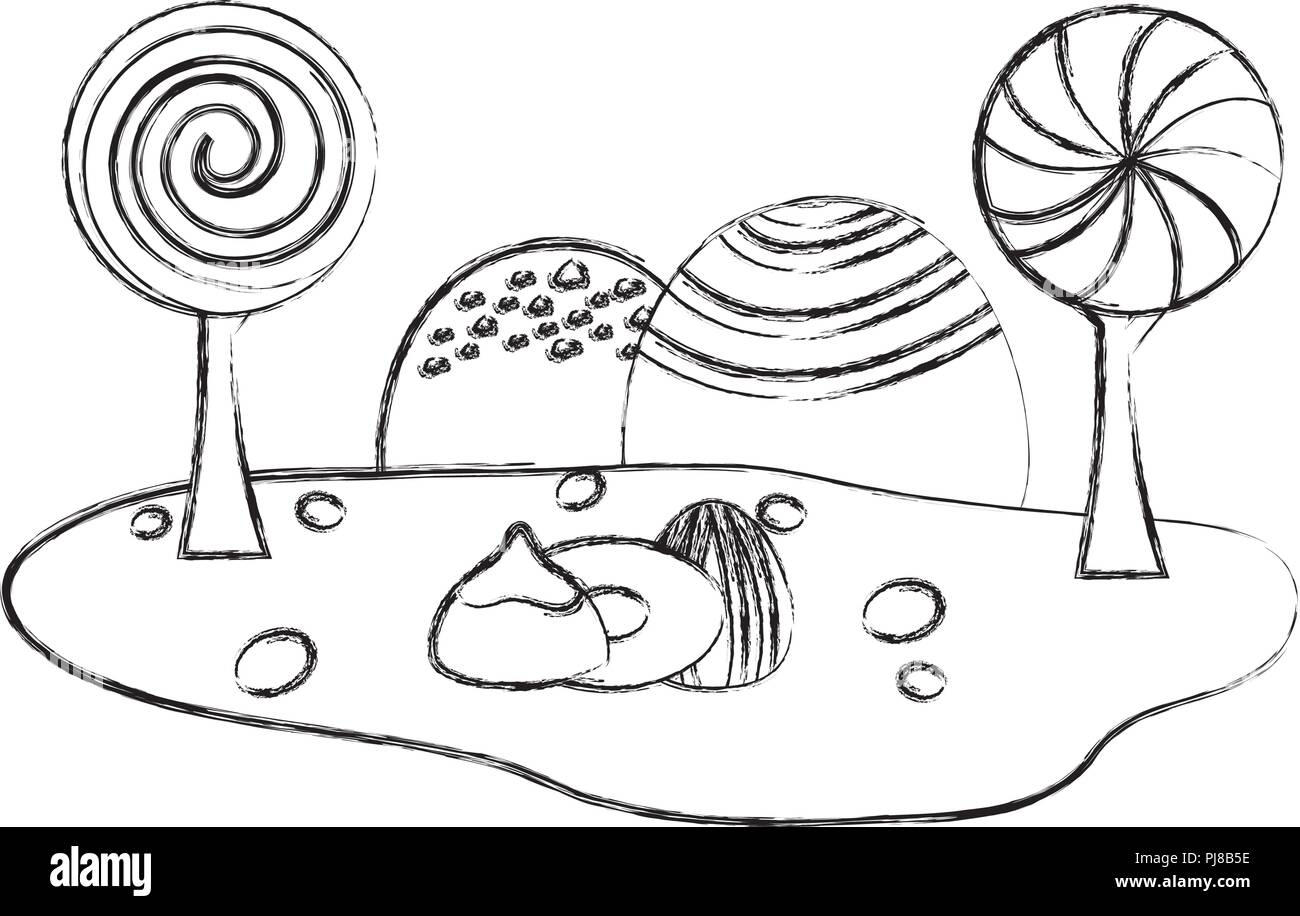 forest landscape sweet candies scene Stock Vector Image & Art - Alamy