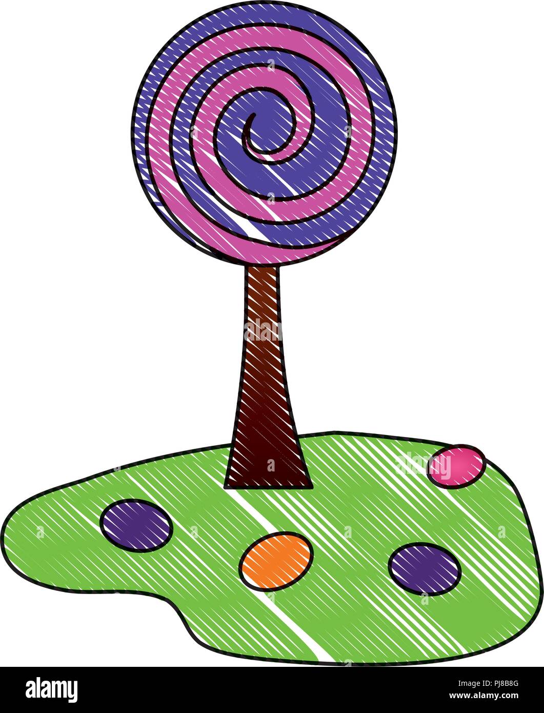 lollipop tree sweet candy scene Stock Vector Image & Art - Alamy
