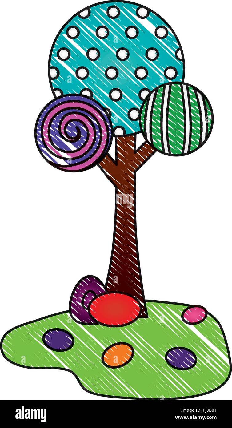 lollipop tree sweet candy scene Stock Vector Image & Art - Alamy