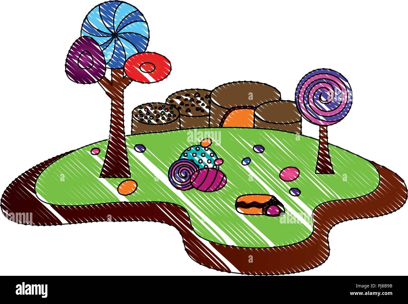 forest landscape sweet candies scene Stock Vector Image & Art - Alamy