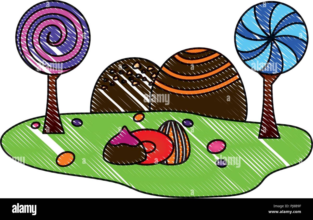 forest landscape sweet candies scene Stock Vector Image & Art - Alamy