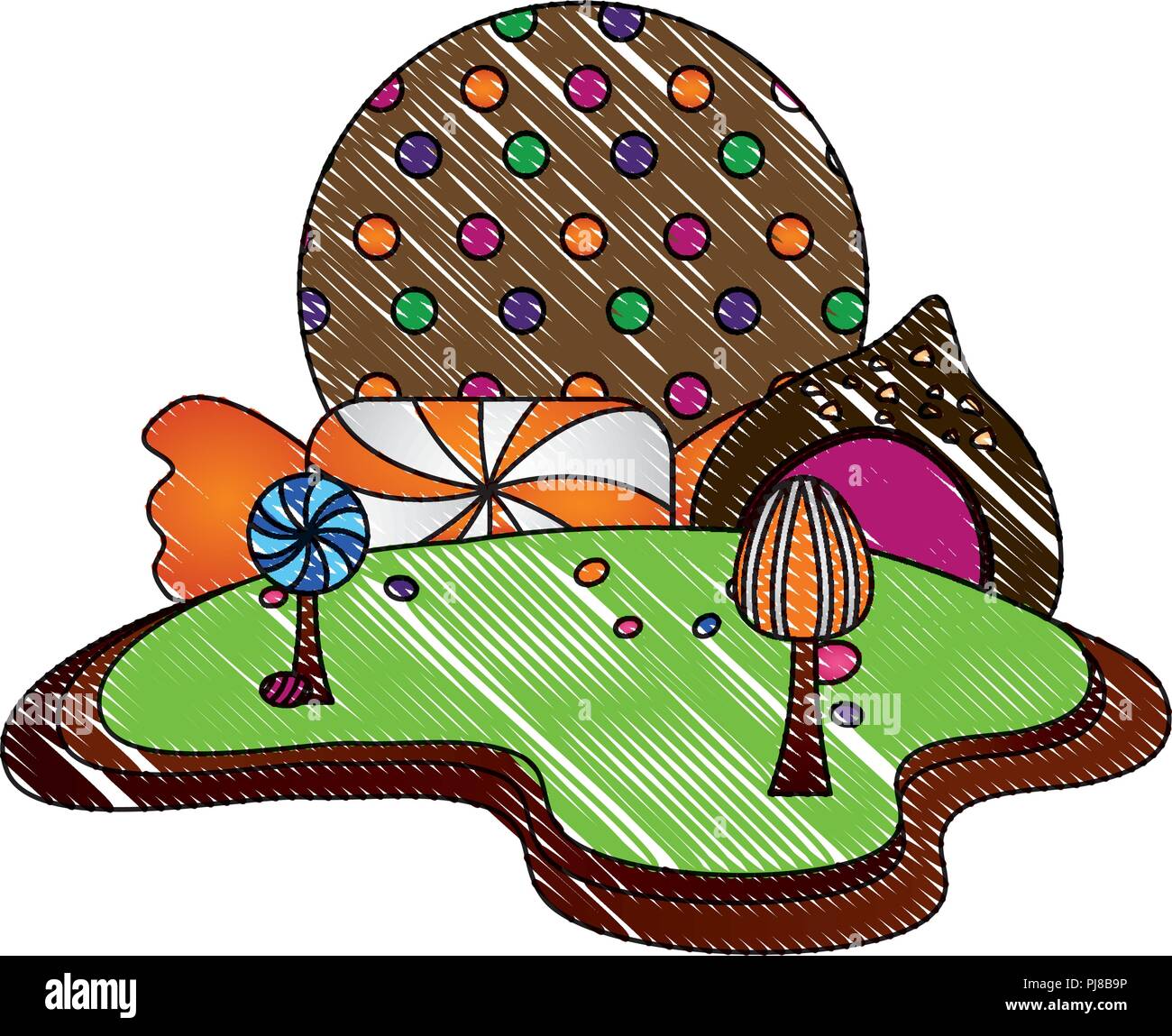 forest landscape sweet candies scene Stock Vector Image & Art - Alamy