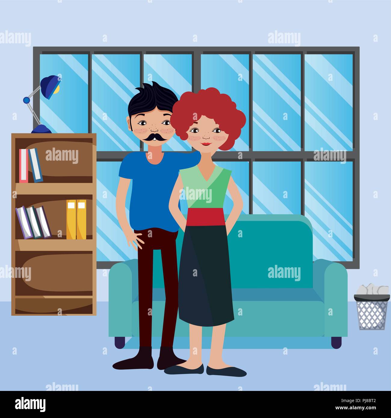 Couple kiss sofa Stock Vector Images - Alamy