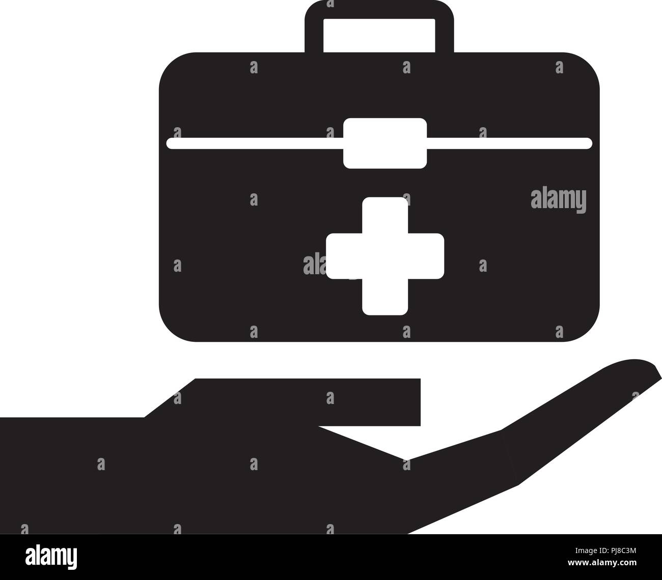 hand with kit medical silhouette isolated icon Stock Vector Image & Art ...