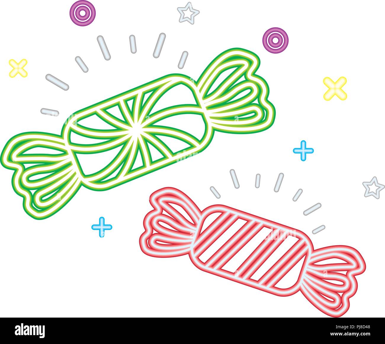 two sweet candies wrapper confetionery neon Stock Vector Image & Art ...