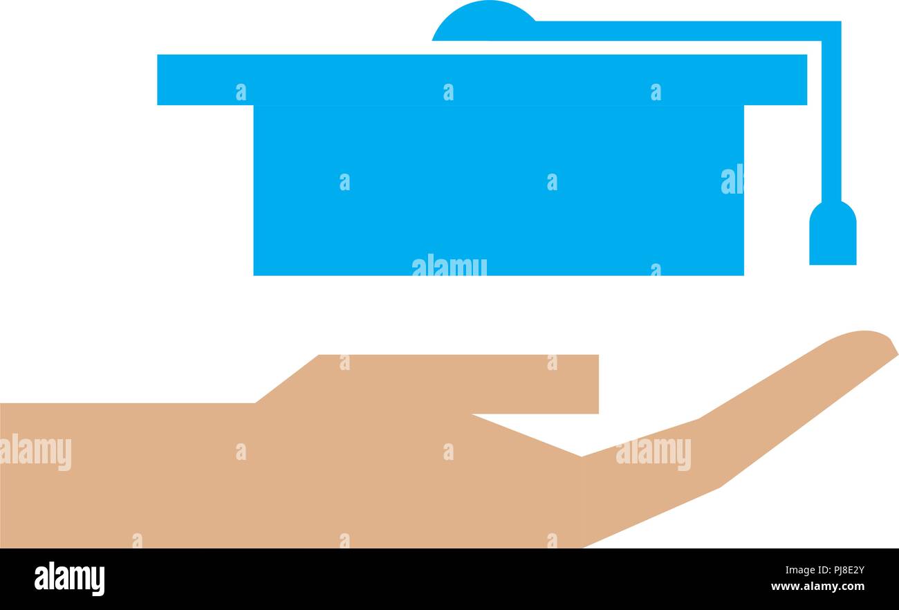 hand with graduation hat education Stock Vector Image & Art - Alamy