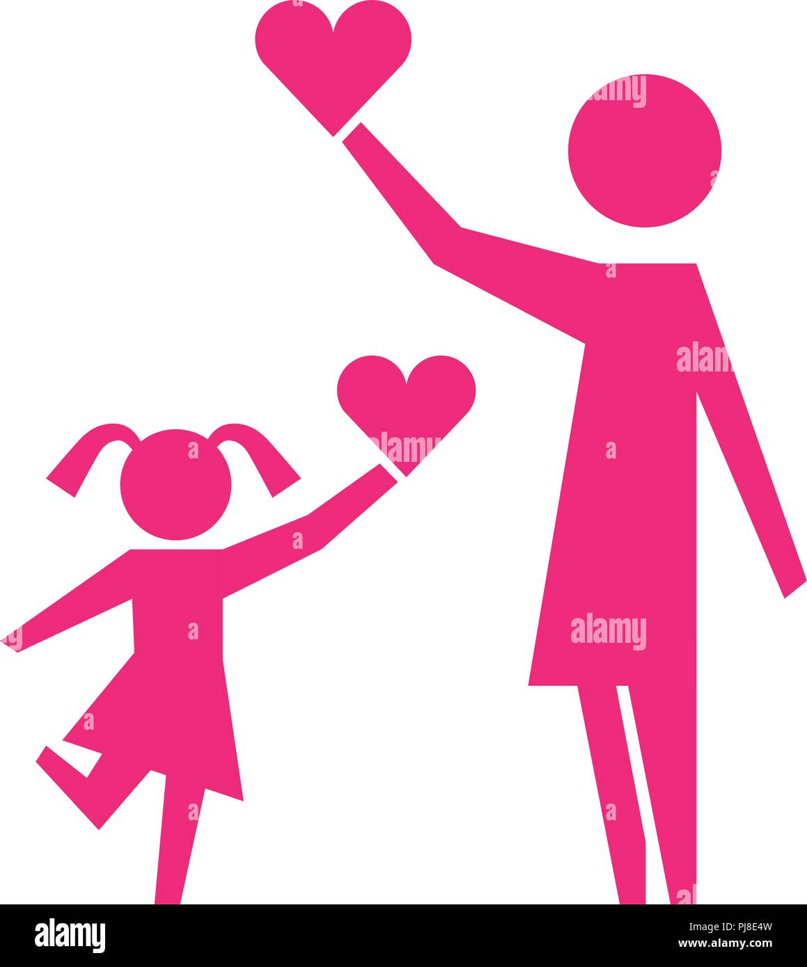 mom and daughter holding love heart pictogram Stock Vector Image & Art ...