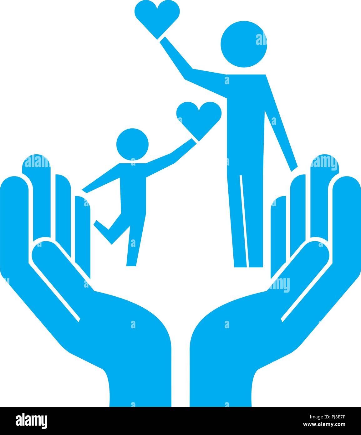 dad and son heart on hands protection pictogram Stock Vector Image ...
