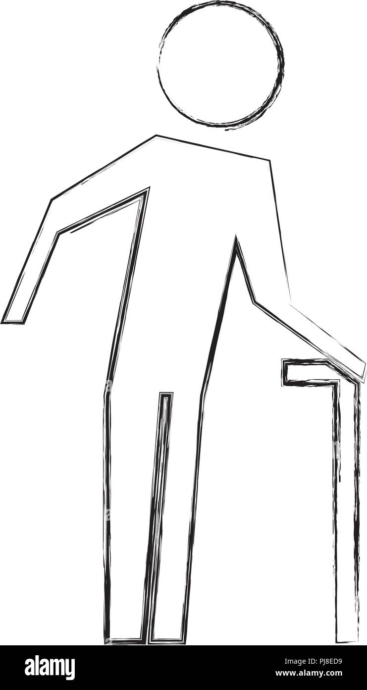 old man walking stick pictogram image Stock Vector Image & Art - Alamy