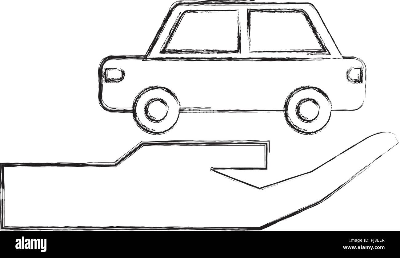 hand with car vehicle protection symbol Stock Vector Image & Art - Alamy