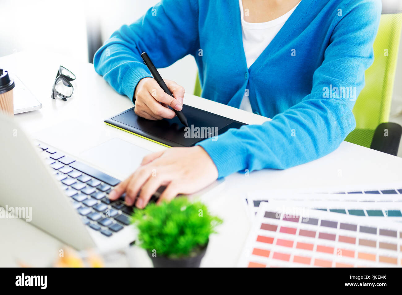 interior design or graphic designer renovation and technology concept ...