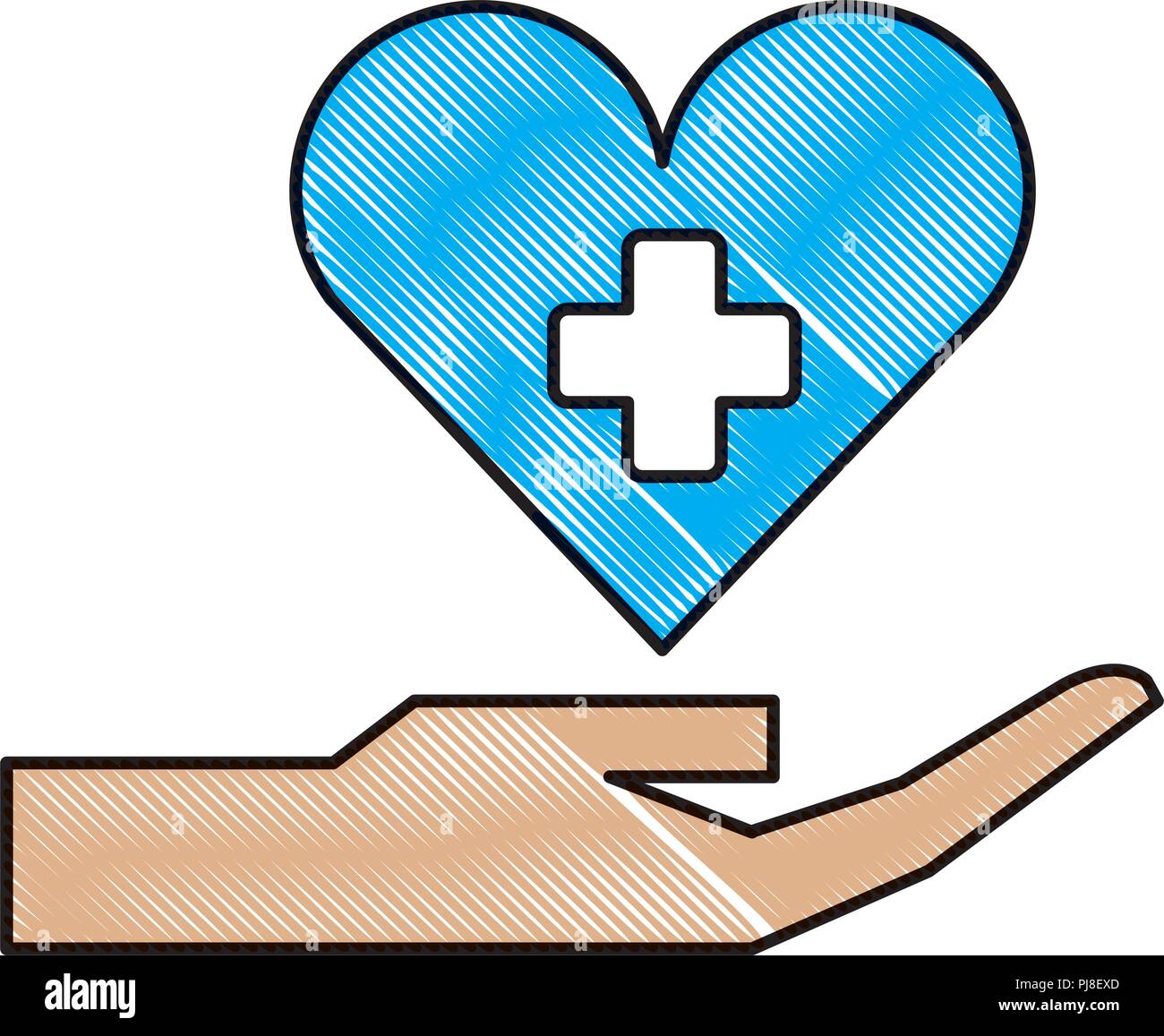 hand with medical heart and cross symbol Stock Vector Image & Art - Alamy