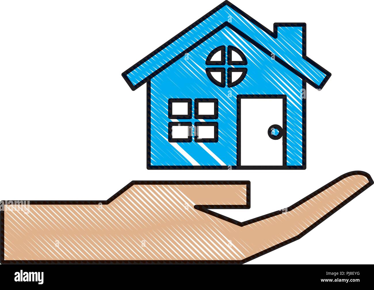 hand with house building icon Stock Vector Image & Art - Alamy