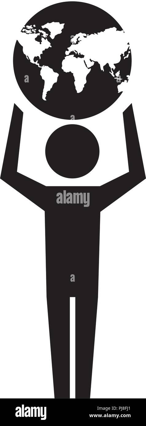 man pictogram holding world map Stock Vector Image & Art - Alamy