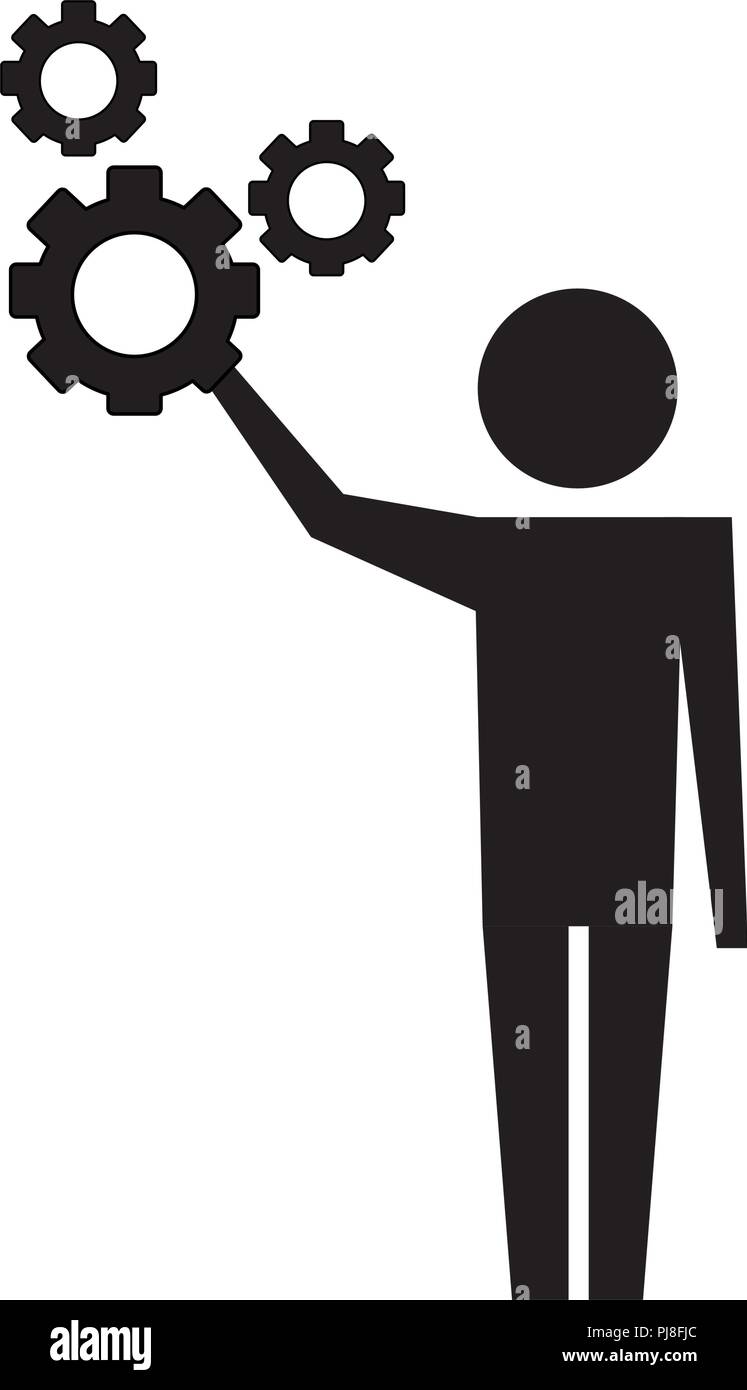 man pictogram with gears mechanic wheels Stock Vector Image & Art - Alamy